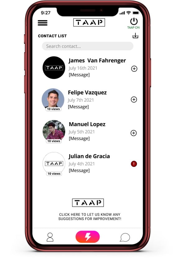 Taap - Digital Business Card - Key features