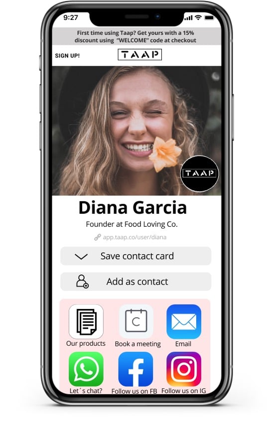 Taap - Digital Business Card - Key features